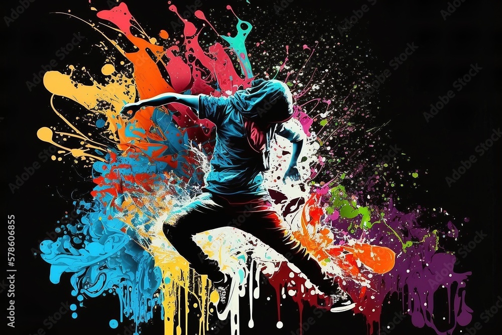 colorful art of crazy hip hop dance 8k background Stock Illustration ...