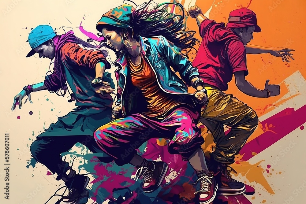 colorful art of crazy hip hop dance 8k background | Uwalls.co.uk