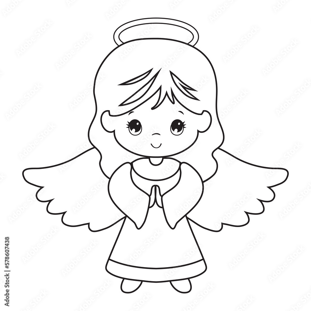 Cute little angel vector cartoon illustration Stock Vector | Adobe Stock
