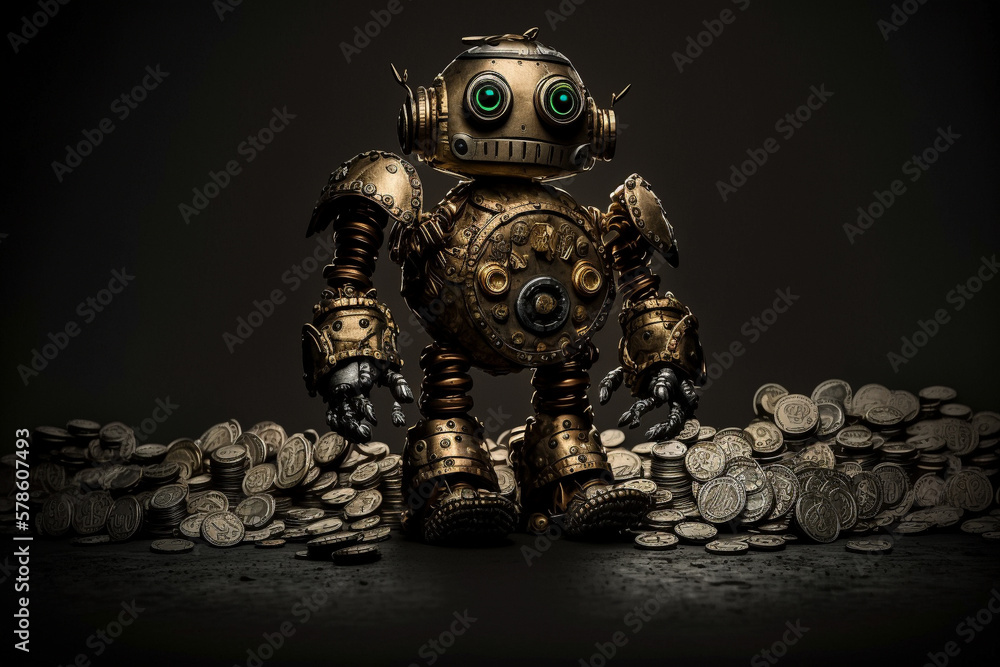 robot gold US dollar coin stock market forex trading graph futuristic ...