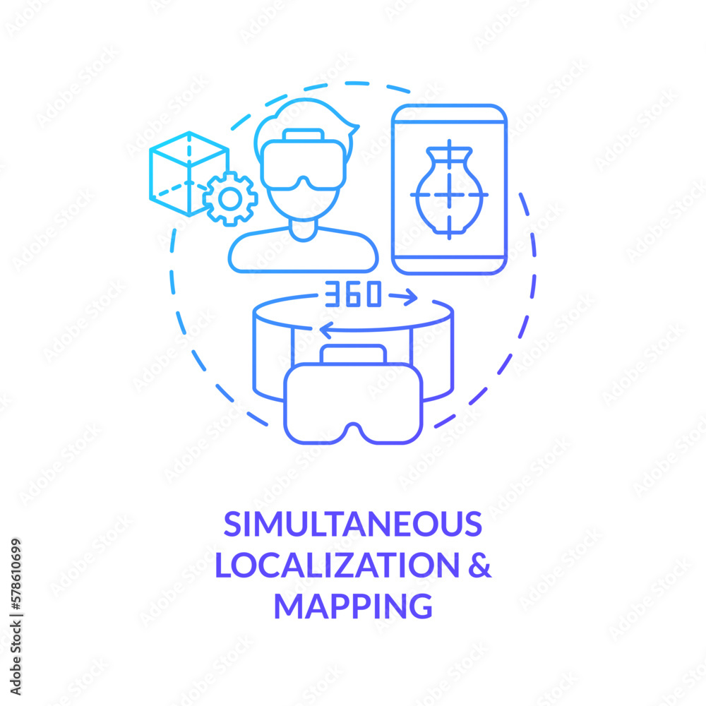 Simultaneous Localization And Mapping Blue Gradient Concept Icon