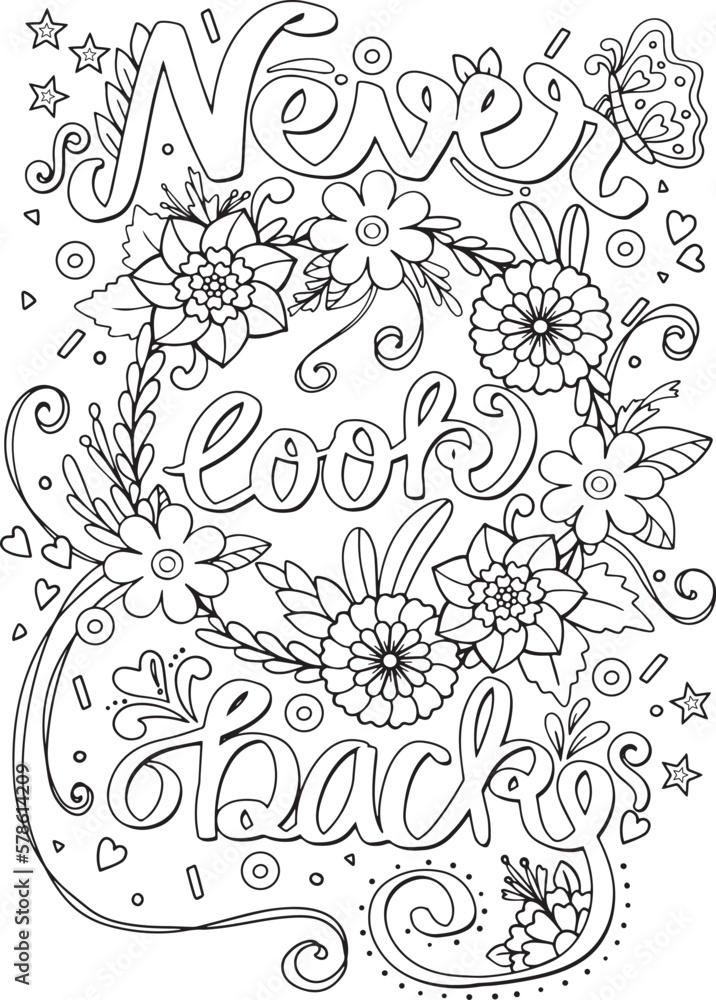 Never look back font with flowers element for Valentine's day or ...