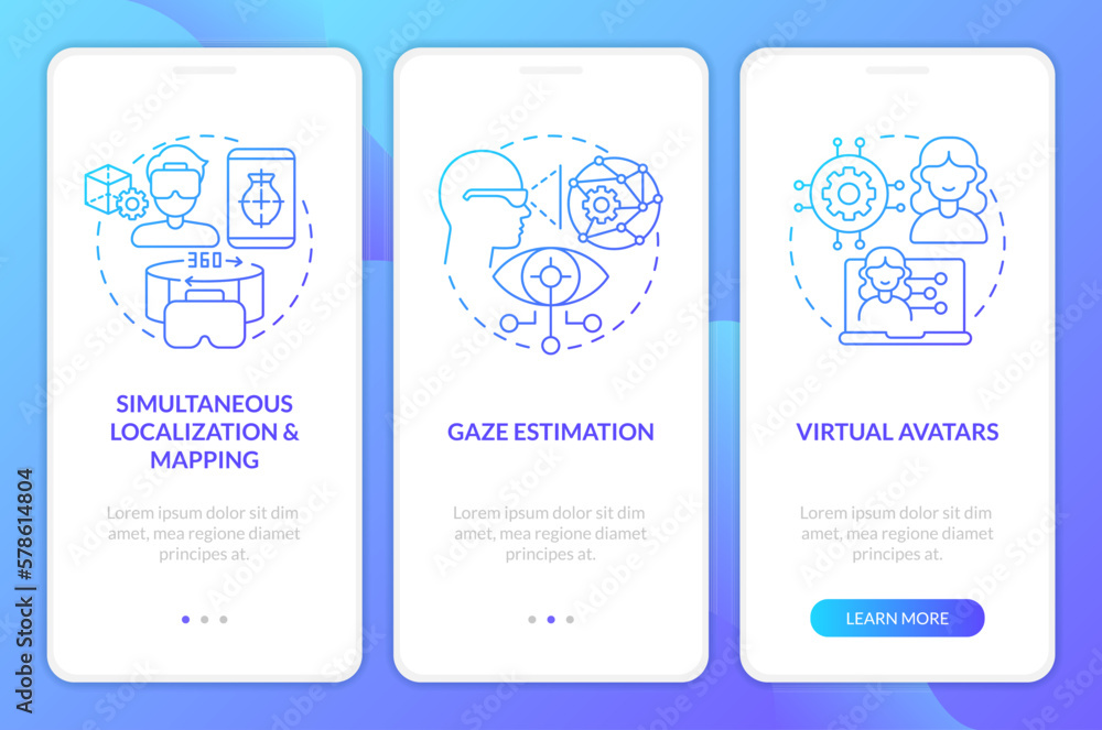 Data solutions for metaverse blue gradient onboarding mobile app screen ...
