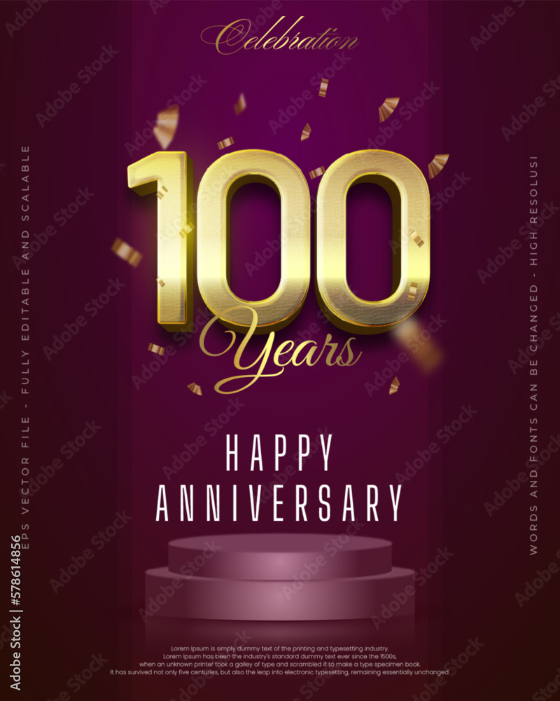 vector 100 years anniversary with text effect editable numbers and ...