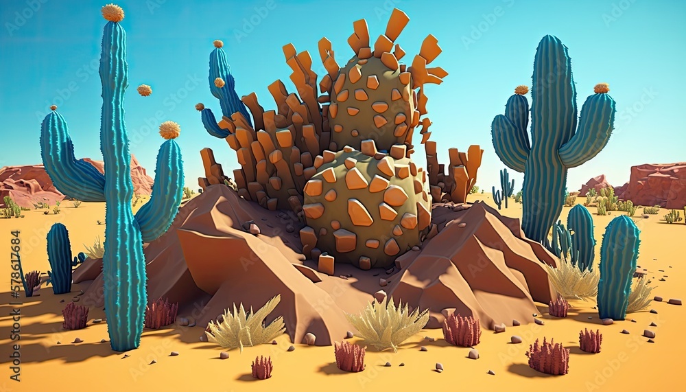 2D cactus in the desert highway background wallpaper. Gaming asset ...