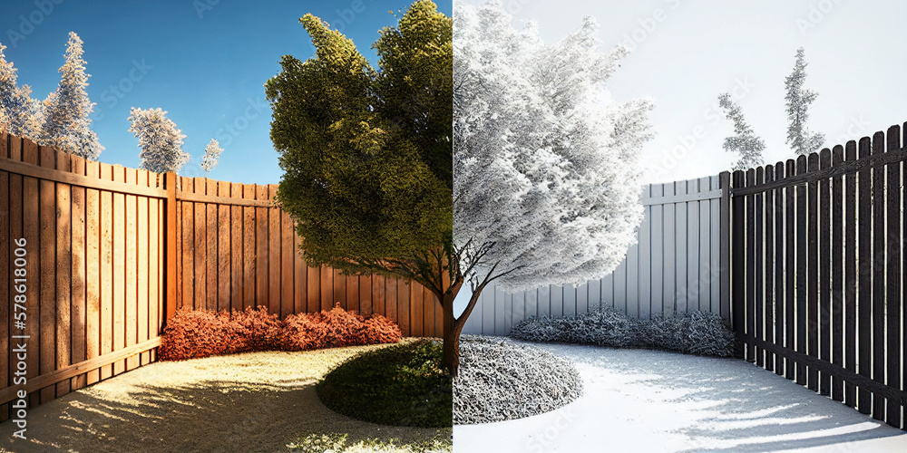 split comparison view of different summer vs winter seasons, aging or ...