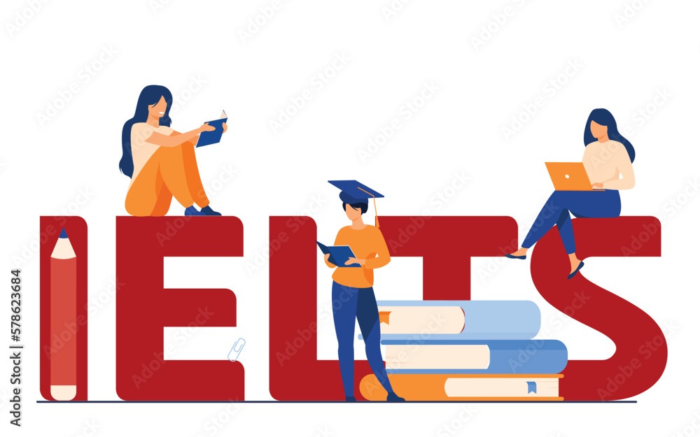 Vektorová grafika „IELTS banner with character, IELTS's text best ...