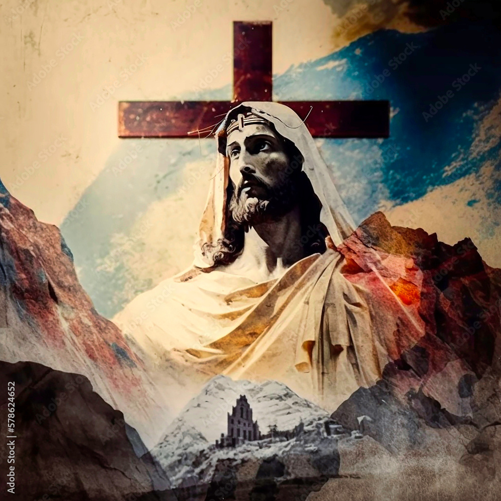 The sufferings of Jesus Christ in the crown of thorns. AI generativ ...