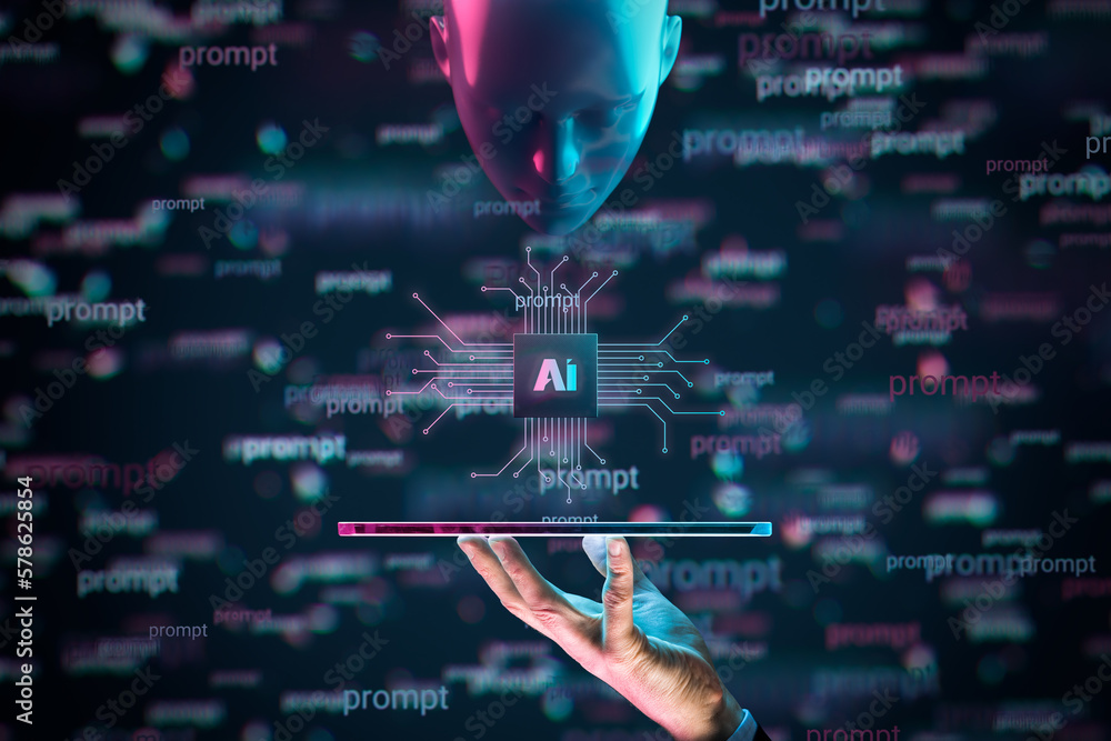 Photo & Art Print Artificial intelligence AI concept with prompts, jirsak