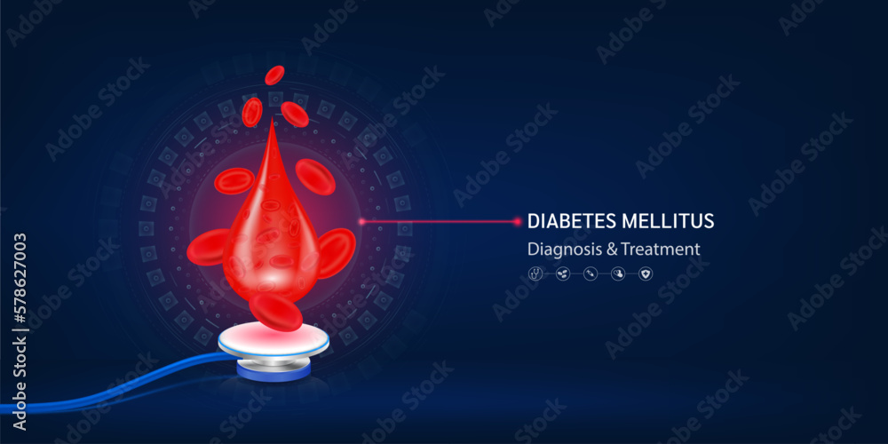 Vektorová grafika „Diabetes mellitus disease, Human red blood cell ...