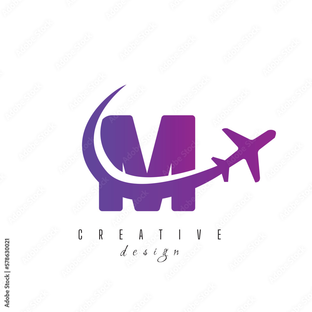 M letter with Creative Air Travel Logo Design Air Travel Logo Design ...