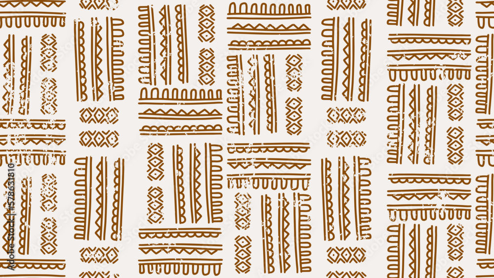 seamless african doodle stripes drawing pattern, Vector hand drawn ...
