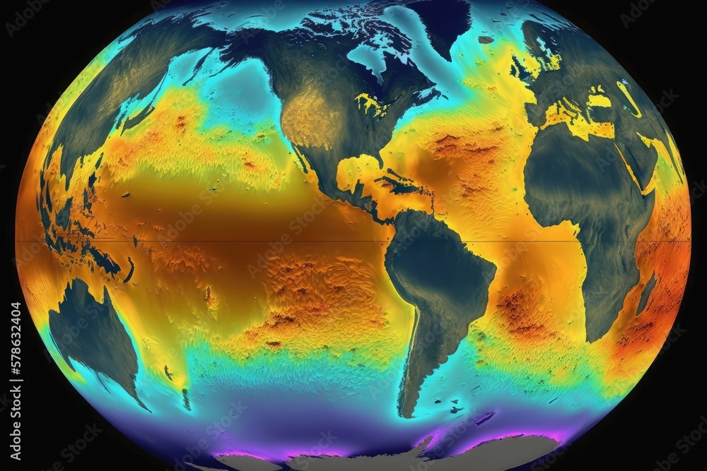 Ocean temperatures rise planet earth. Generative AI Stock Illustration ...