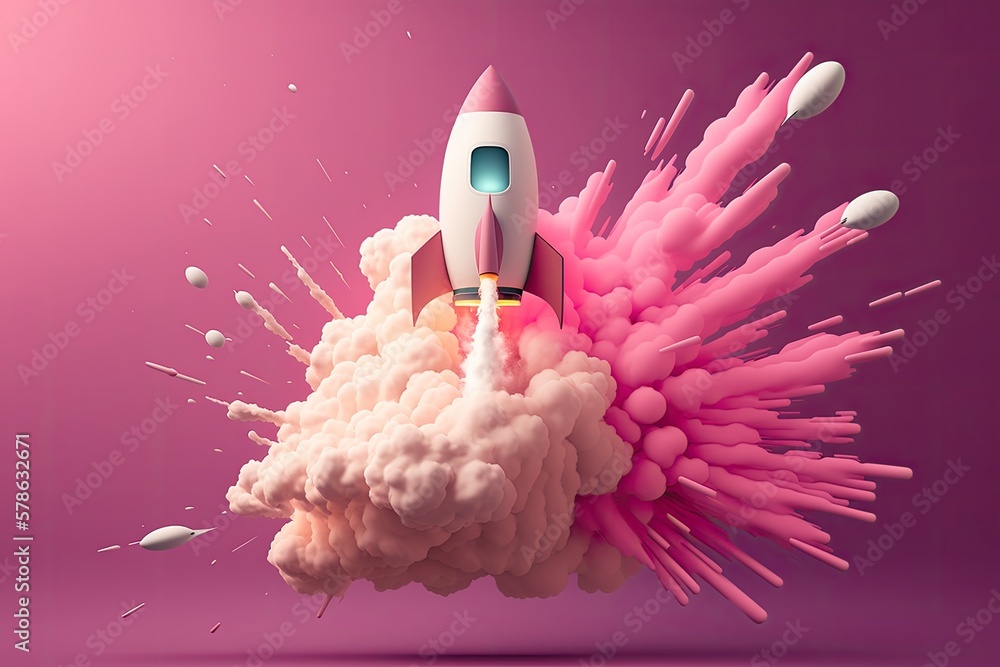 Concept of original thought and new ideas. Illustration of a rocket in ...