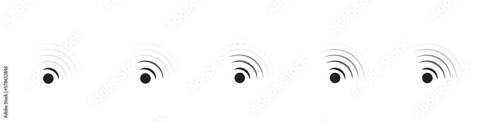 Sound wave icon design. Wi Fi connection on white background.Radio wave ...