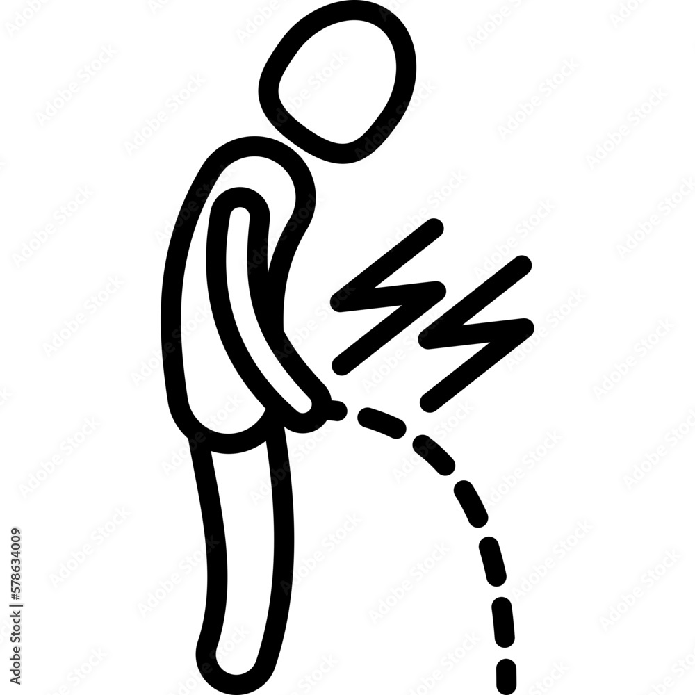 Pain when urinating thin line icon. Painful urination, dysuria. Modern ...