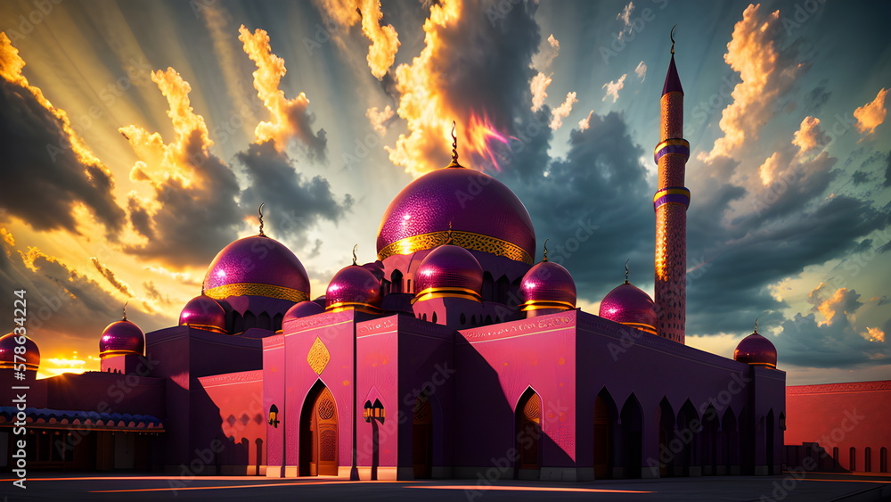 Mosque for Ramadan Kareem Eid Greetings for Muslim Festival Islamic ...