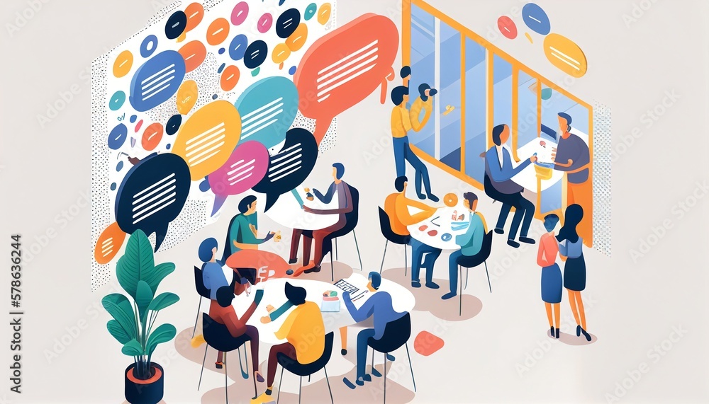 Transparent background, open communication, and employees offering ...