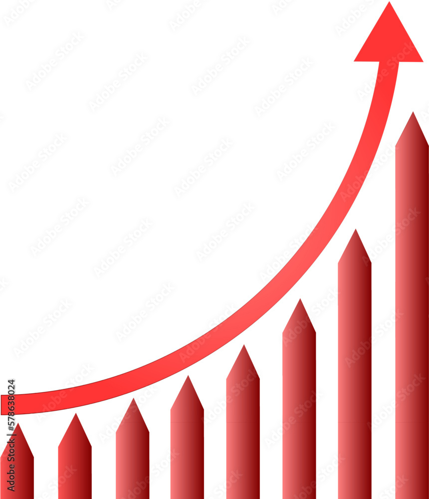 Diagrama representando el ascenso y subida de precios o de ganancias ...