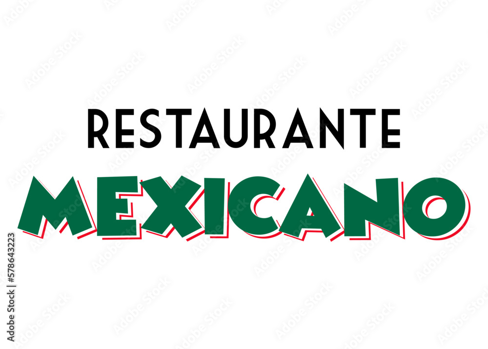 Cocina tradicional mexicana. Letras palabra Restaurante Mexicano en ...