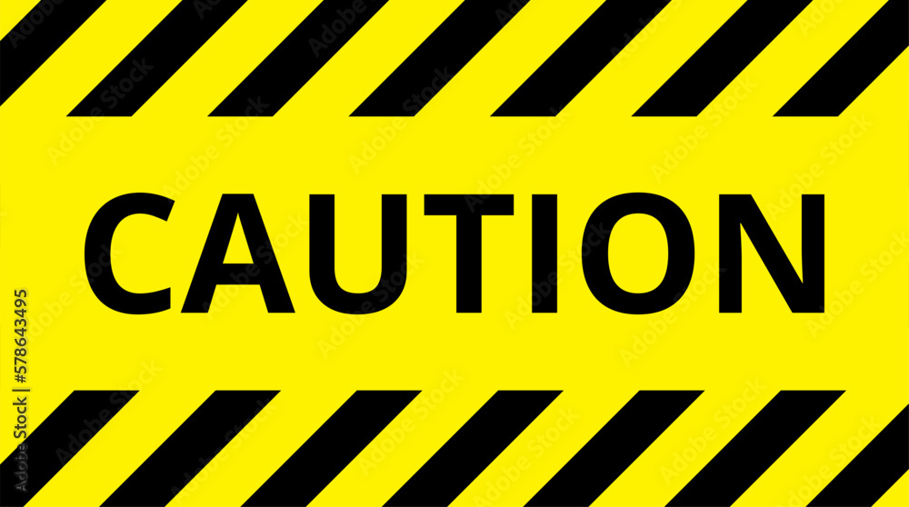 Various black and yellow warning signs with diagonal lines. Attention ...