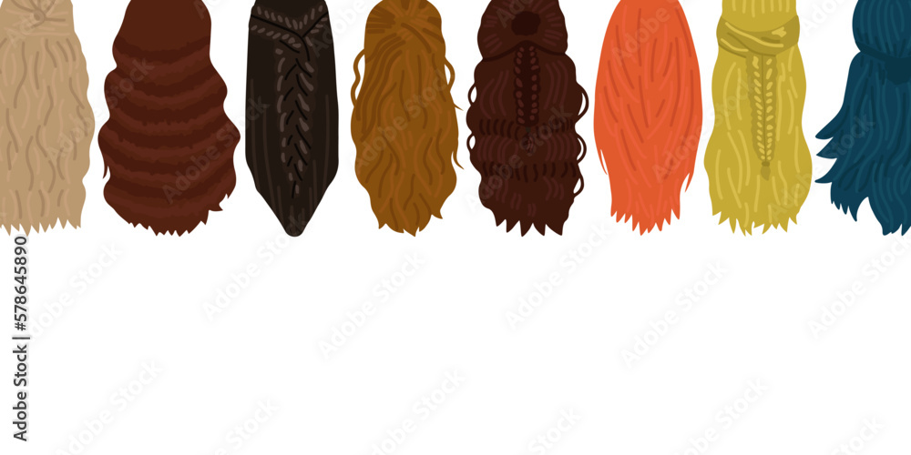 Women hairstyle concept. Web banner with natural wigs and beautiful ...