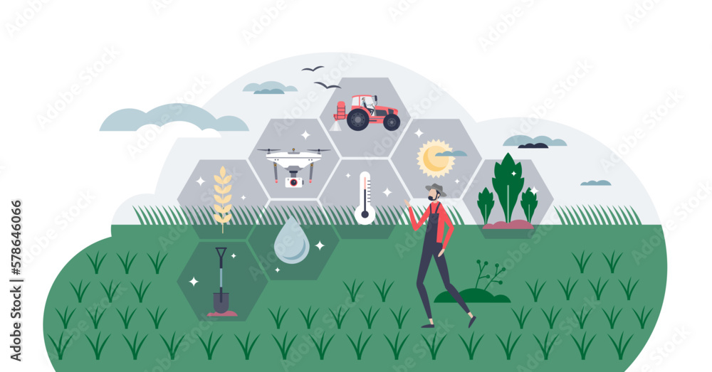 Sustainable agriculture with efficient modern approach tiny person ...