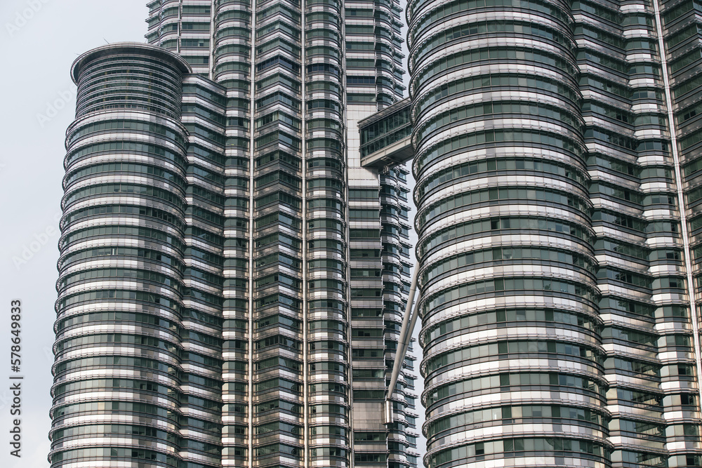 KUALA LUMPUR, MALAYSIA - JUL 28, 2019: Close up of the KLCC window and ...