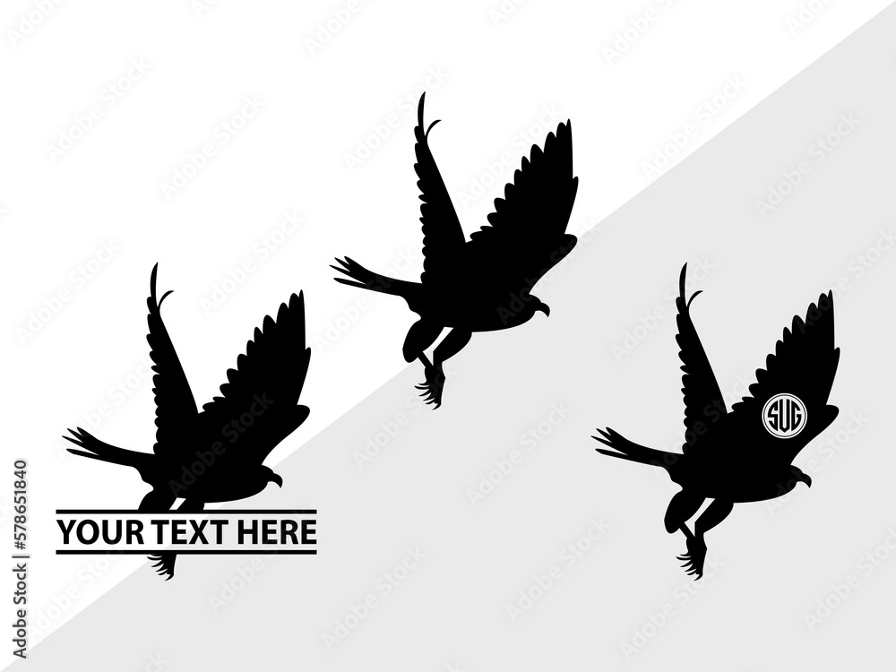 Falcon Bird Monogram, Falcon Bird Silhouette, Falcon Bird SVG, Bird Svg ...