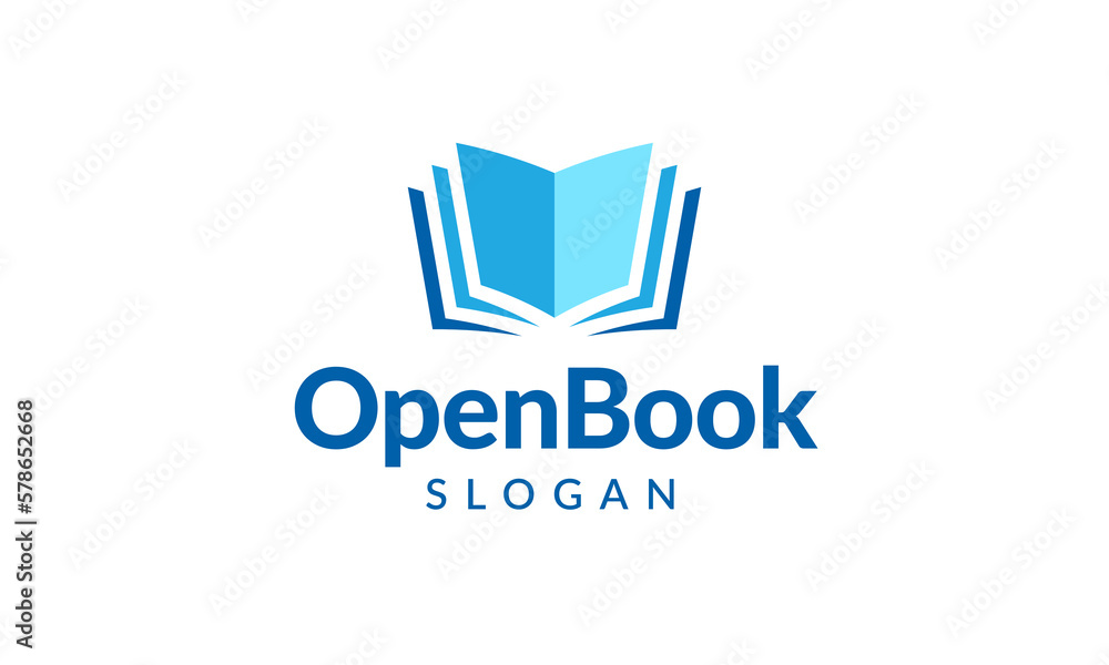 Open Book Logo - Education and e-Learning Symbol Stock Vector | Adobe Stock
