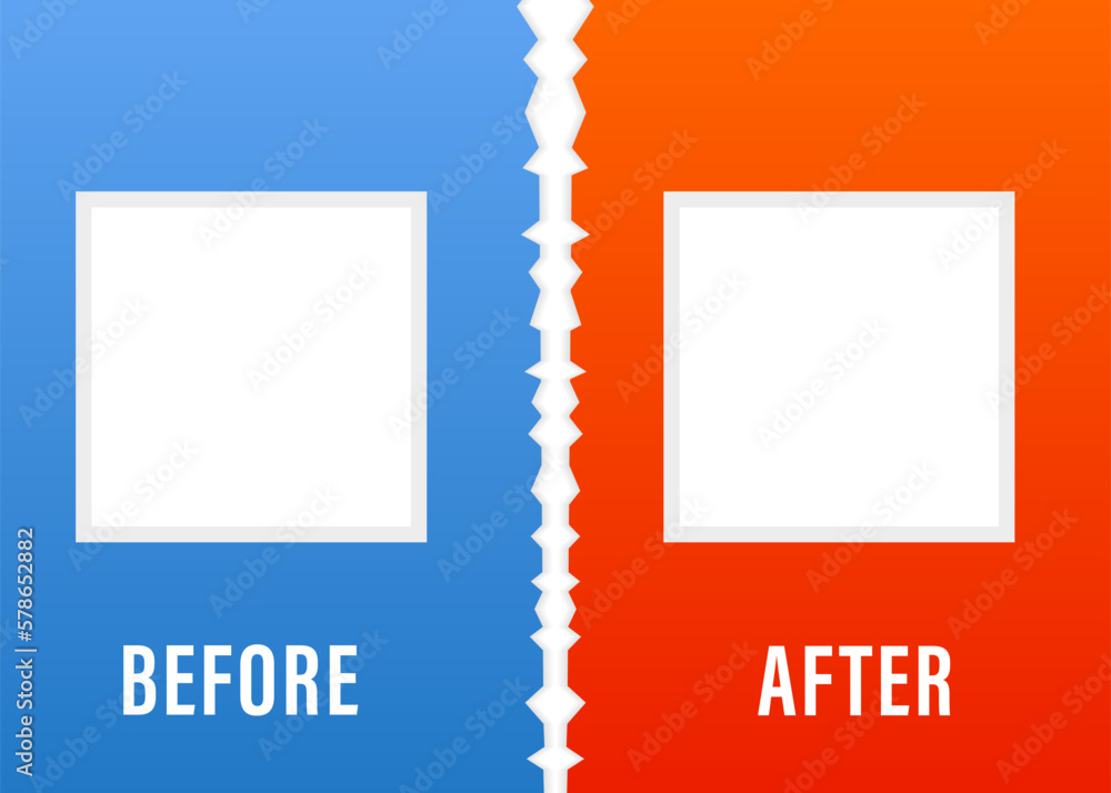 Before and after background template. Two colors with halftone corners ...