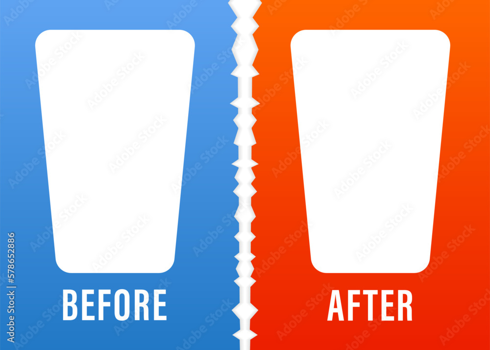 Before and after background template. Two colors with halftone corners ...