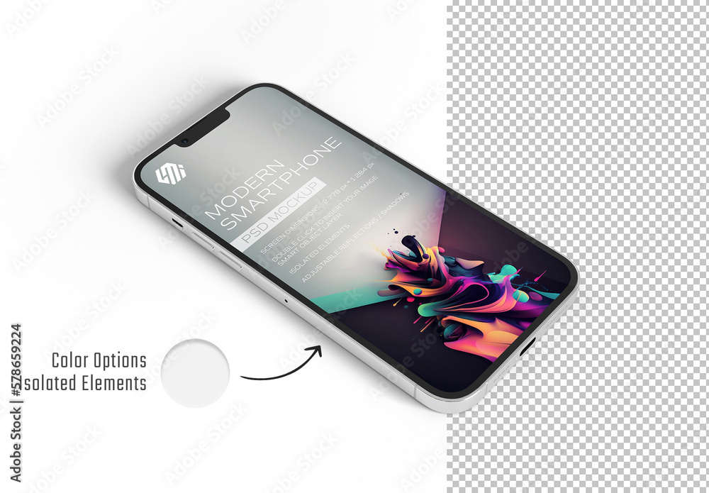 Smartphone Mockup with Editable Colors and Transparent Background Stock ...