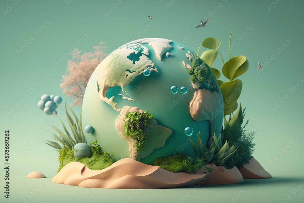 Earth day concept on pastel color background, World environment day ...