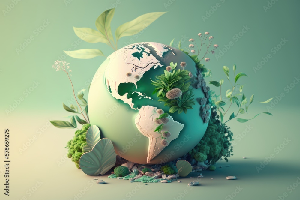 Earth day concept on pastel color background, World environment day ...
