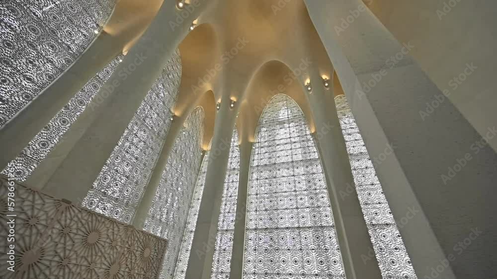 Inside view of the Mosque of the Abrahamic Family House in Abu Dhabi ...