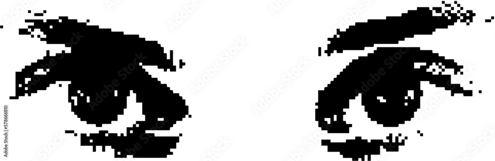 Vetor de pixel eyes retro graphic, vaporwave era, brutalism, bitmap art ...