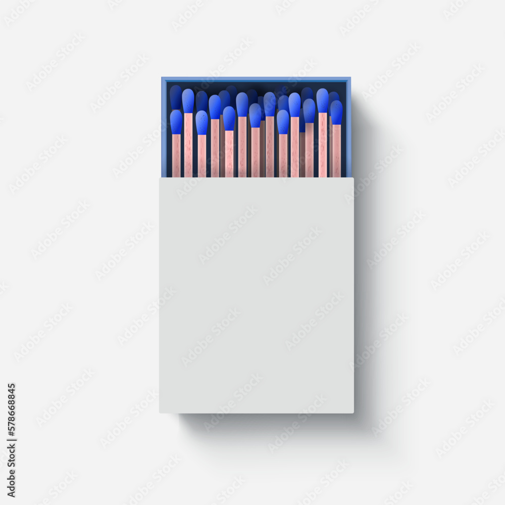 Vector realistic illustration of matches box mock up on transparent ...