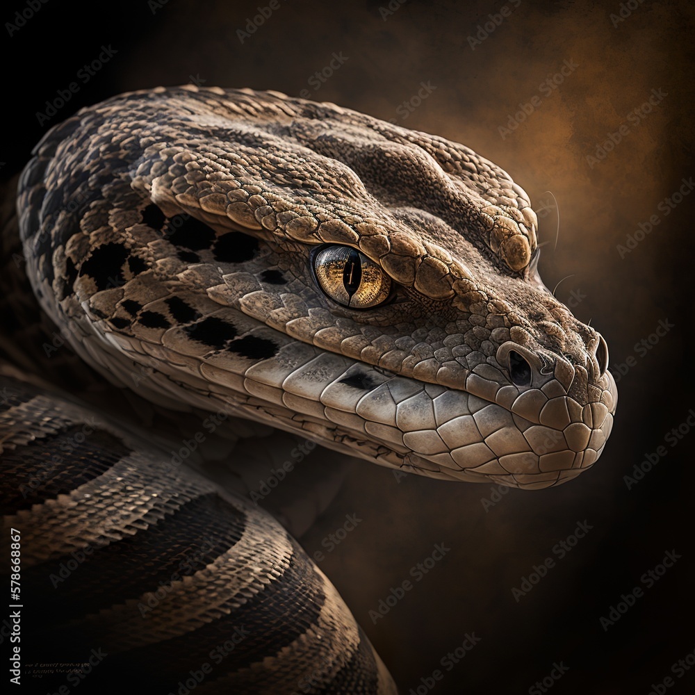 rattlesnake portrait directly terrifying angry eyes scales reptile ...