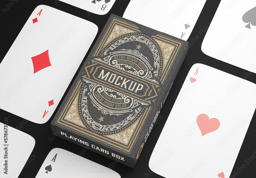 Box with Playing Cards Mockup Stock Template | Adobe Stock