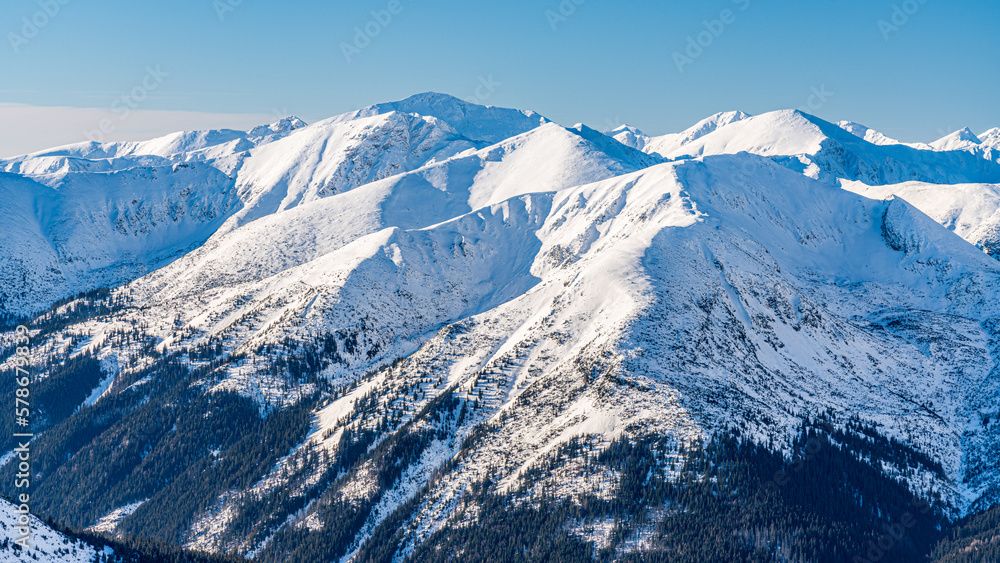 Poland 2022. Beautiful view on the snow Tatry. Zakopane, Giewont ...