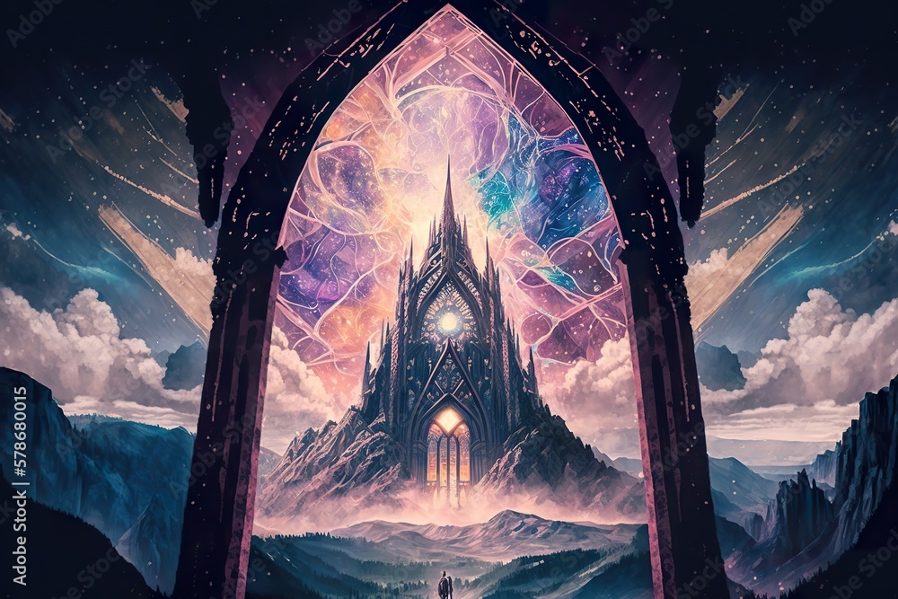 Epic Cathedral with runes created with Generative AI Stock Illustration ...