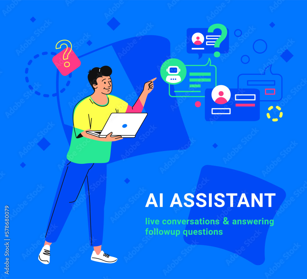 Chatbot ai assistant, online support and conversation. Flat vector ...