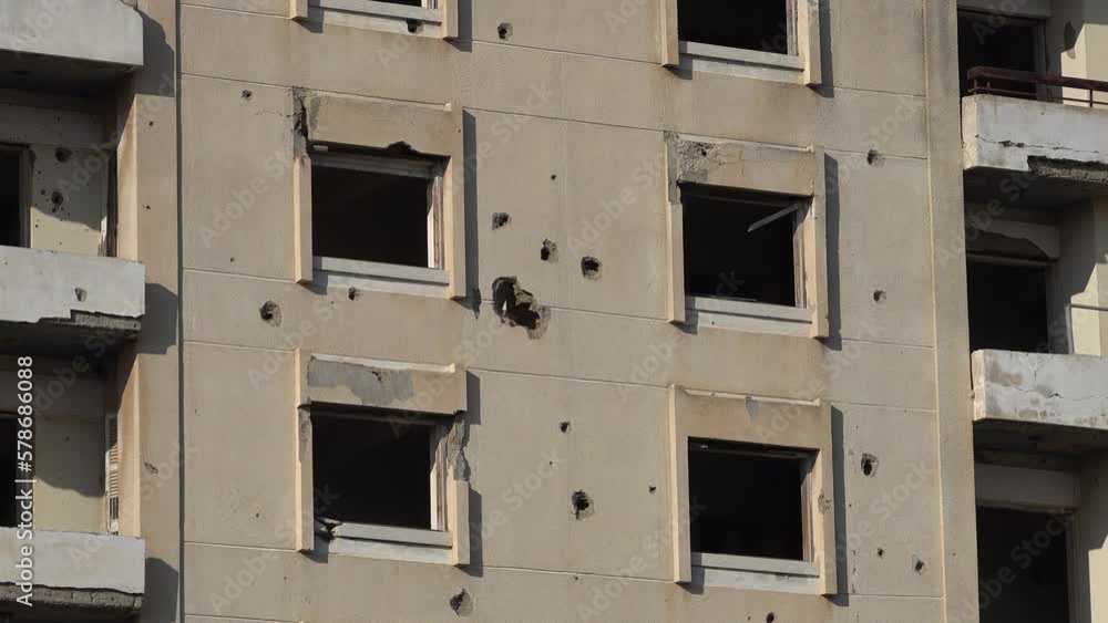 Bullet holes on a building in 'ghost town' Varosha in Famagusta remind ...