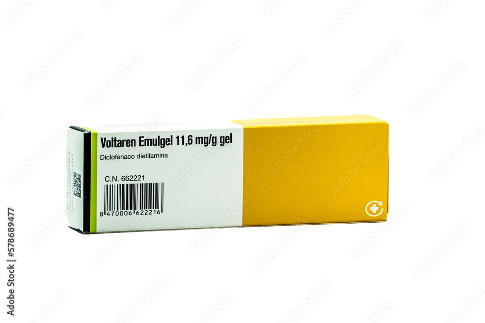 Box of Voltaren Emulgel anti-inflammatory cream for traumas and bruises ...