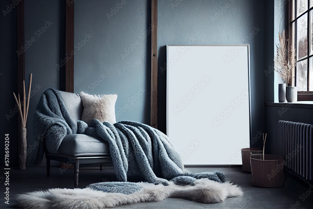 Illustrazione Stock Warm and cozy textures including plush sofa, wool ...