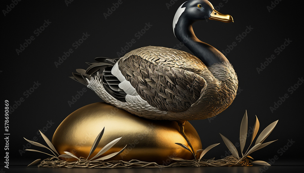 Generative ai of the Goose with the Golden egg v5 Stock Illustration ...