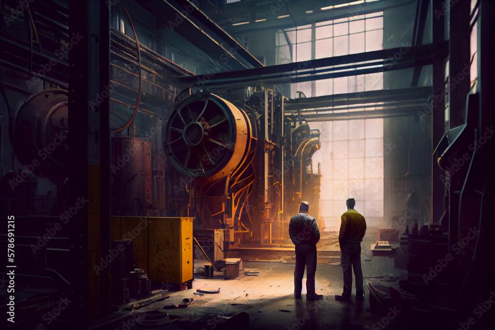 Engineers operating heavy machinery inside the factory | Mechanical ...