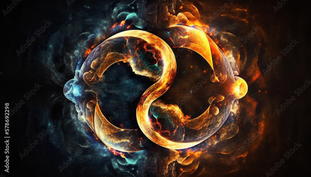 Generative Ai. Infinity loop on fire v2 Stock Illustration | Adobe Stock