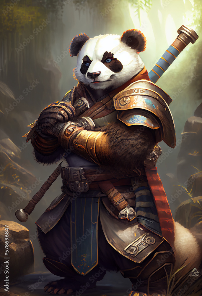Illustration of a warrior panda monk | Generative Ai | Warrior Panda ...